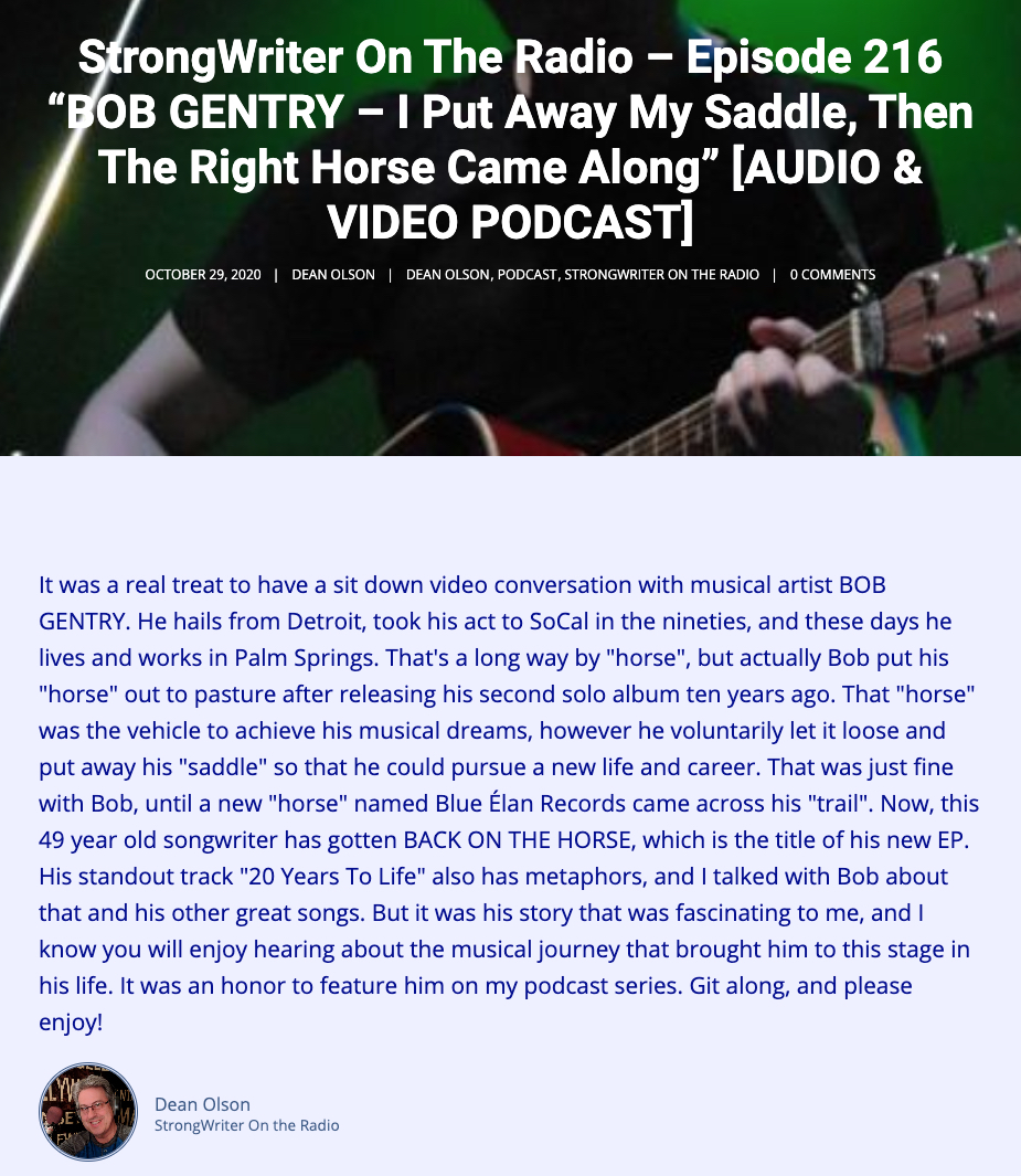 Hey! Another Interview! :) – BobGentry.com